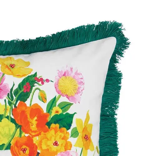C&F HOME Easter Bunny & Flowers Printed Cotton Blend Accent Throw Pillow 18" X 18