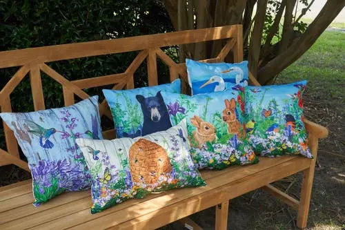 C&F HOME Easter Bunny Garden Paradise Hd Printed Indoor/outdoor Accent Throw Pillow 18" X 18