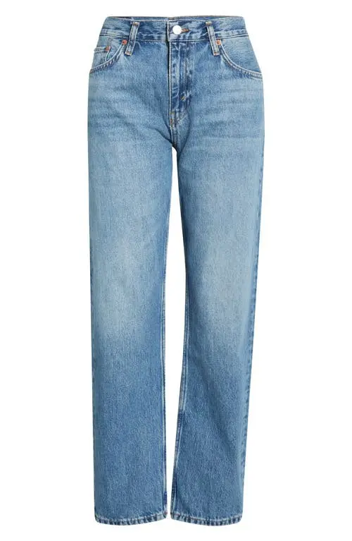 RE/DONE Mid Rise Ankle Straight Leg Jeans - Medium Vain
