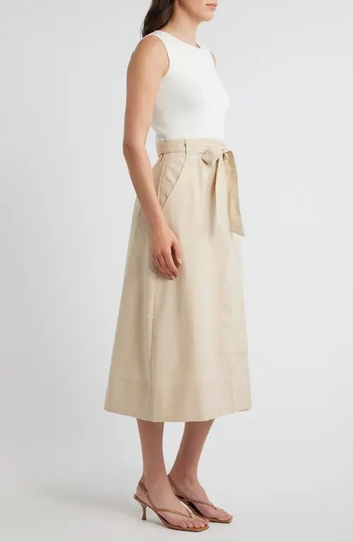 ZOE AND CLAIRE Sleeveless Jewel Neck Two-piece Look Dress