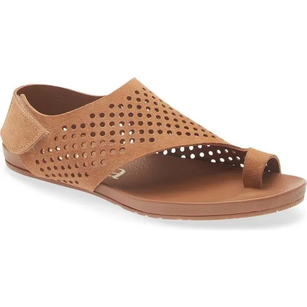 PEDRO GARCIA Valisa Laser-cut Leather Slide Sandal - Adobe Castoro