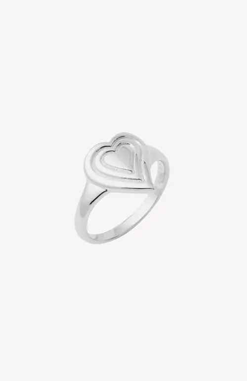 RIZEN JEWELRY Emanate Love Signet Heart Ring - Sterling Silver