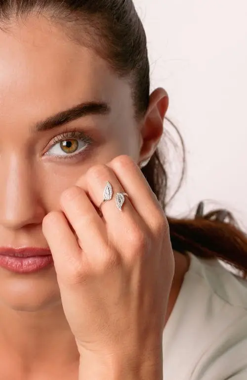 RIZEN JEWELRY Divine Wings Ring With Cubic Zirconia Accents - Sterling Silver