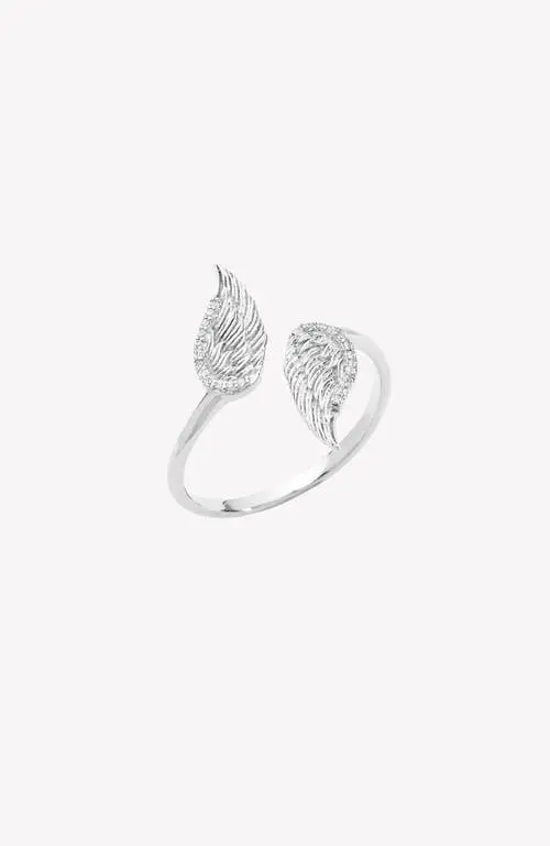 RIZEN JEWELRY Divine Wings Ring With Cubic Zirconia Accents - Sterling Silver
