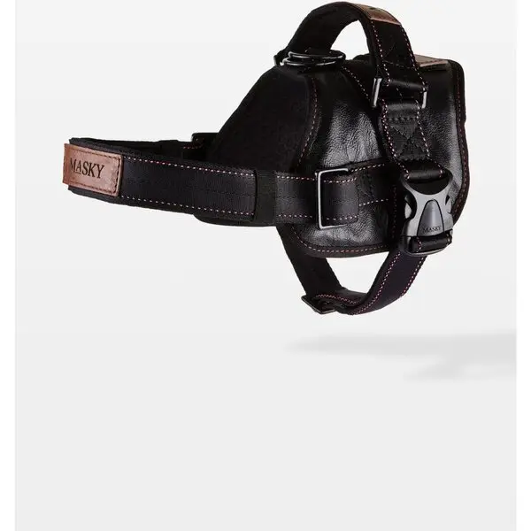 MASKY Signature Leather Dog Harness - Black