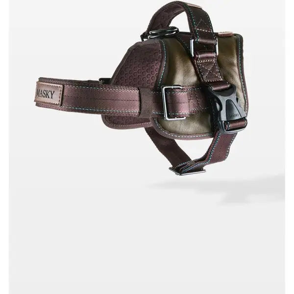 MASKY Signature Leather Dog Harness - Medium Green