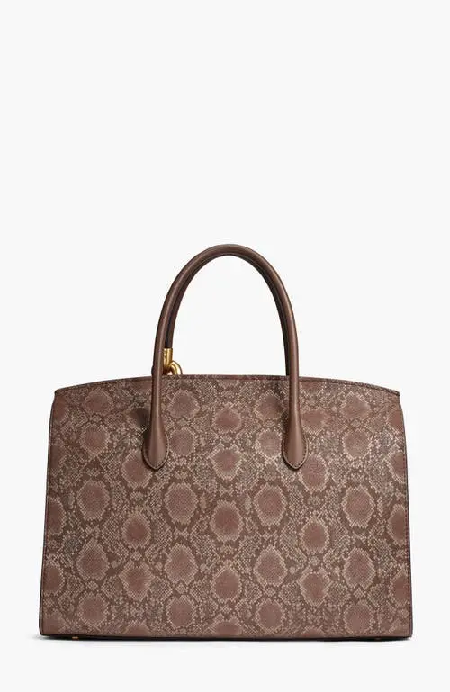 Donna Karan New York Loden Python Suede Satchel - Brown Multi