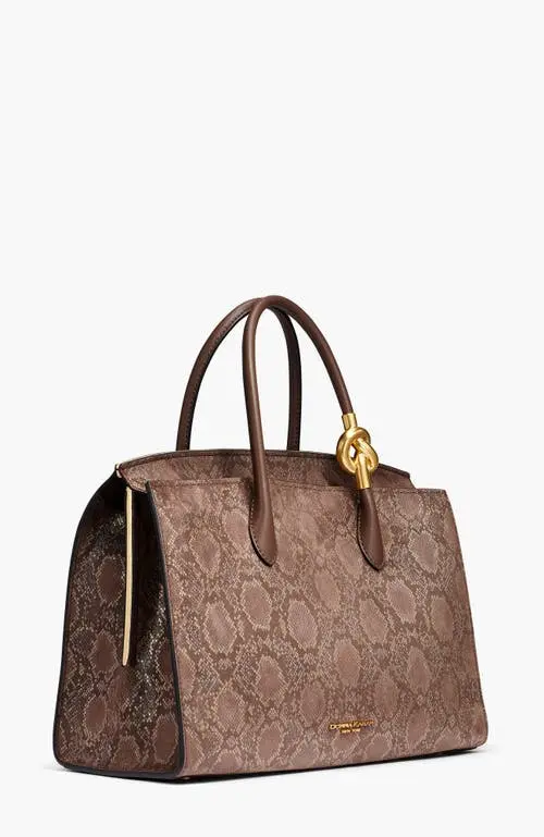 Donna Karan New York Loden Python Suede Satchel - Brown Multi