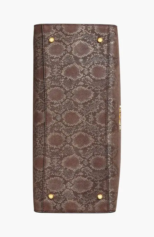 Donna Karan New York Loden Python Suede Satchel - Brown Multi