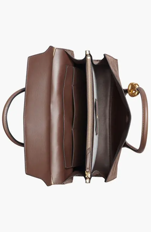 Donna Karan New York Loden Python Suede Satchel - Brown Multi