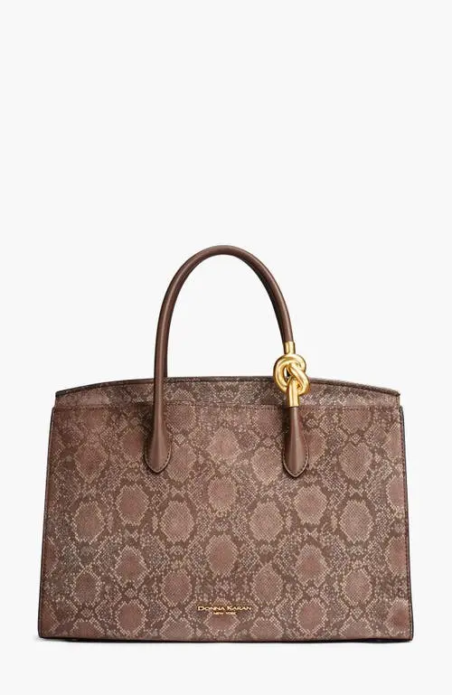 Donna Karan New York Loden Python Suede Satchel - Brown Multi