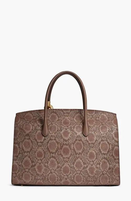 Donna Karan New York Loden Python Suede Satchel - Brown Multi