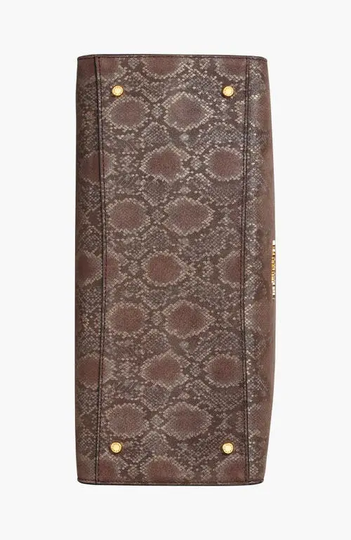 Donna Karan New York Loden Python Suede Satchel - Brown Multi