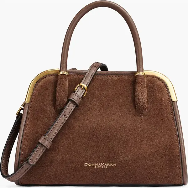 Donna Karan New York Satin Suede Mini Satchel - Chocolate