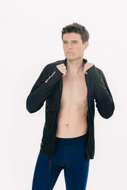 Tutublue Full Zip Long Sleeve Rash Guard With Upf 50 - Deep Black
