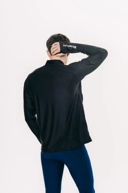 Tutublue Full Zip Long Sleeve Rash Guard With Upf 50 - Deep Black