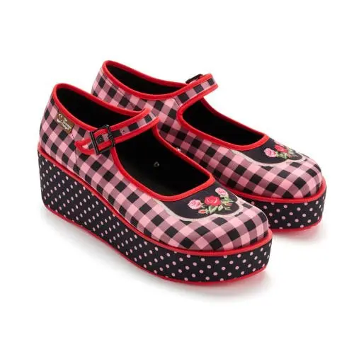 Hot Chocolate Design Dolly Gingham Mary Jane Platforms - Dolly Ginham