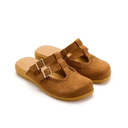 HOT CHOCOLATE DESIGN Suede Mary Jane Clogs - Camel