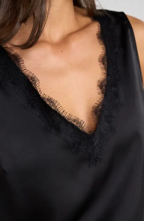 LIVERPOOL Lace Trim V-neck Woven Tank