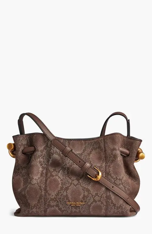 Donna Karan New York Cashmere Python Suede Crossbody Bag - Brown Multi