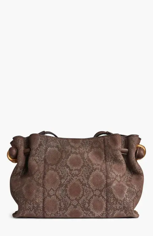 Donna Karan New York Cashmere Python Suede Crossbody Bag - Brown Multi