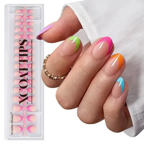 BTARTBOXNAILS Soft Gel Nail Tips Xcoattips® Frenchglitter Base Collection - Extra Short Almond