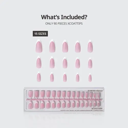 BTARTBOXNAILS Soft Gel Nail Tips Xcoattips® Frenchglitter Base Collection - Medium Almond
