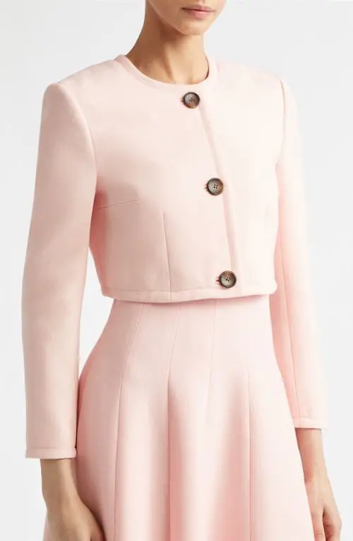 EMILIA WICKSTEAD Lizette Cropped Wool Crepe Jacket - Light Pink