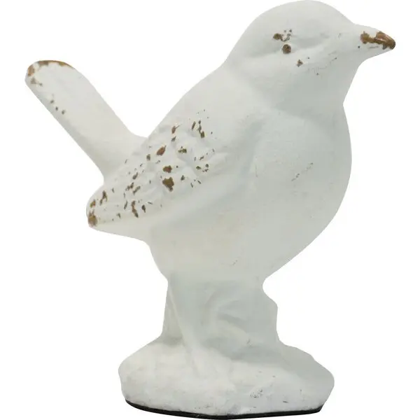 FORESIDE HOME AND GARDEN Rustic Antique Metal Bird Figurine - White