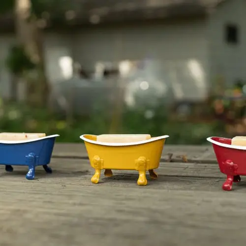 FORESIDE HOME AND GARDEN Mustard Enamel Bathtub Soap Dish Planter Metal