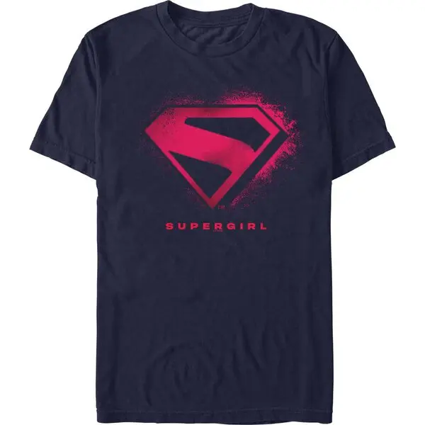 SUPERGIRL Classic Logo Ink Graphic T-shirt - Navy Blue