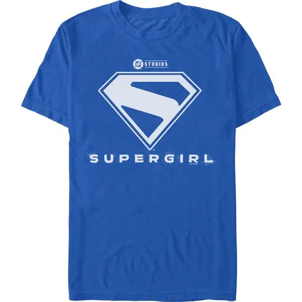 SUPERGIRL Official Shield White Logo Short Sleeve Graphic T-shirt - Royal Blue