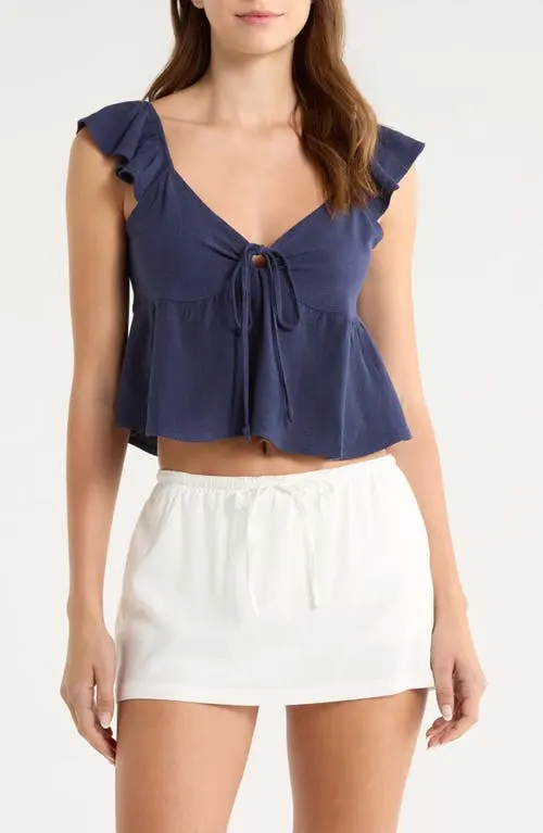 PACSUN Keyhole Babydoll Tank - Navy