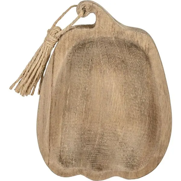 FORESIDE HOME AND GARDEN Pumpkin Trinket Dish Wood & Jute - Brown