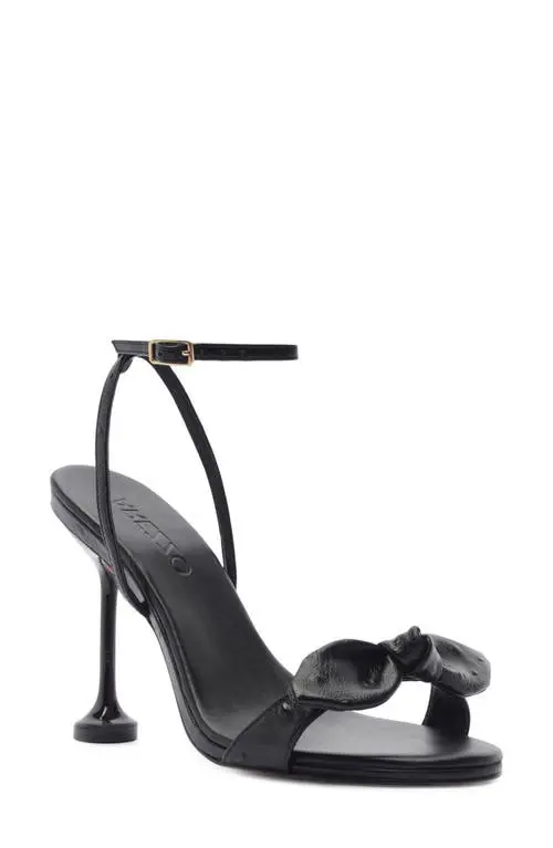 AREZZO Addie Ankle Strap Stiletto Sandals With Bow Detailing - Black