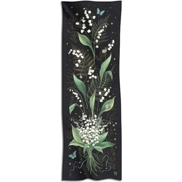 SILK&SOUL Lily Of The Valley Silk Scarf - Black