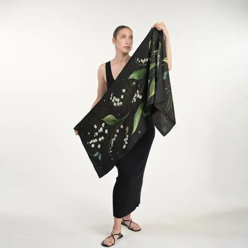 SILK&SOUL Lily Of The Valley Silk Scarf