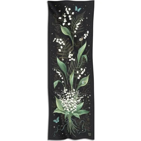SILK&SOUL Lily Of The Valley Silk Scarf - Black