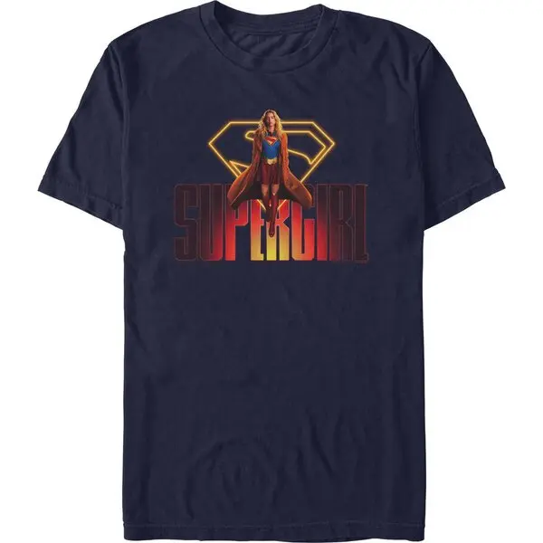SUPERGIRL Kara Flying Logo Graphic T-shirt - Navy Blue