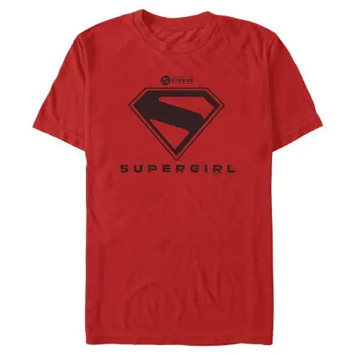 SUPERGIRL Official Shield Black Logo Graphic T-shirt - Red