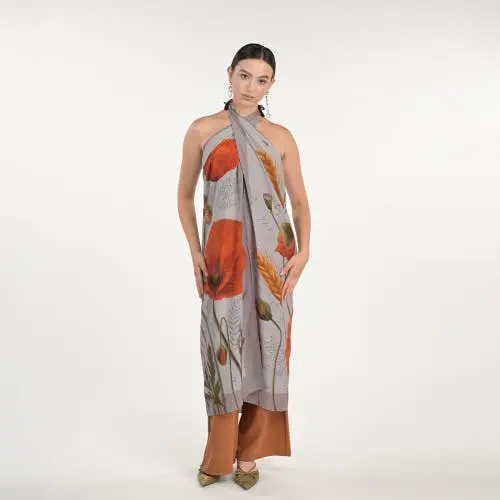SILK&SOUL Poppy Scarf - Grey