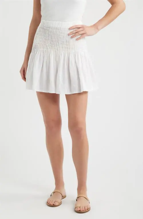 Bella Dahl Pintuck Linen Miniskirt - White