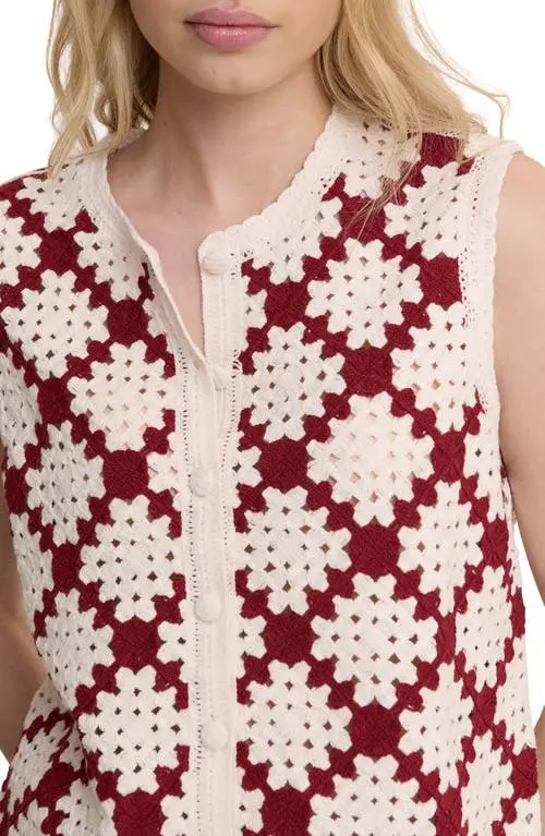 NOBODY'S CHILD Sleeveless Crochet Cardigan