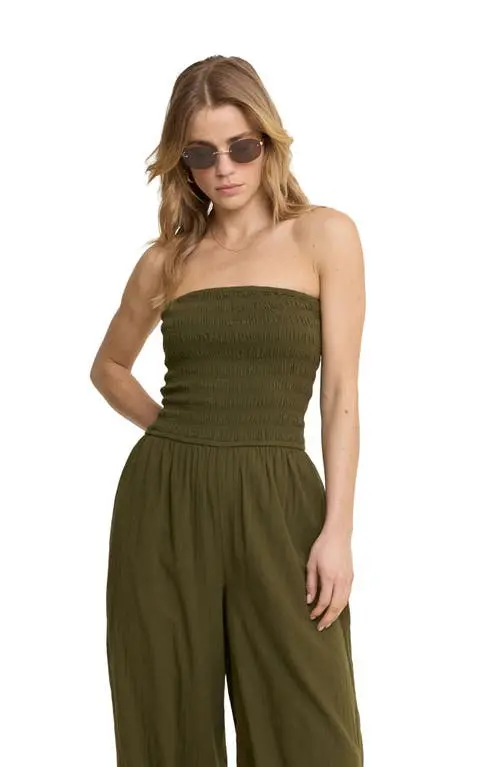 NOBODY'S CHILD Carly Strapless Cotton Jumpsuit