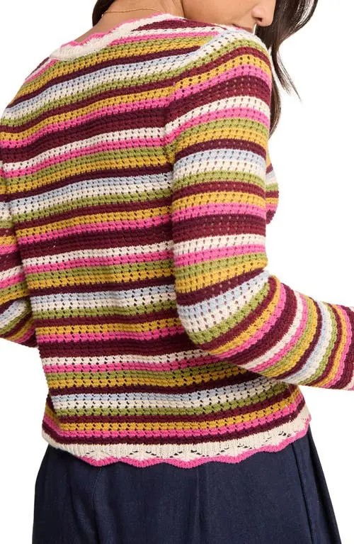 NOBODY'S CHILD Stripe Scallop Trim Cardigan