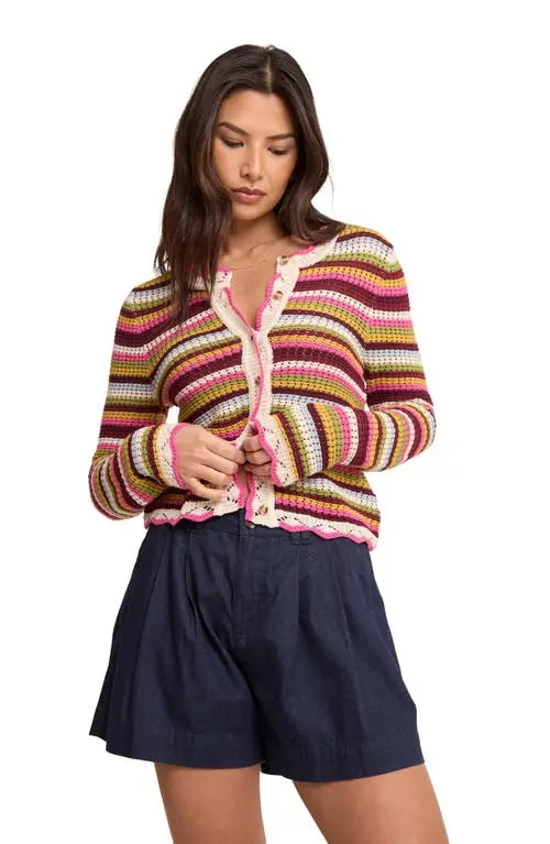 NOBODY'S CHILD Stripe Scallop Trim Cardigan
