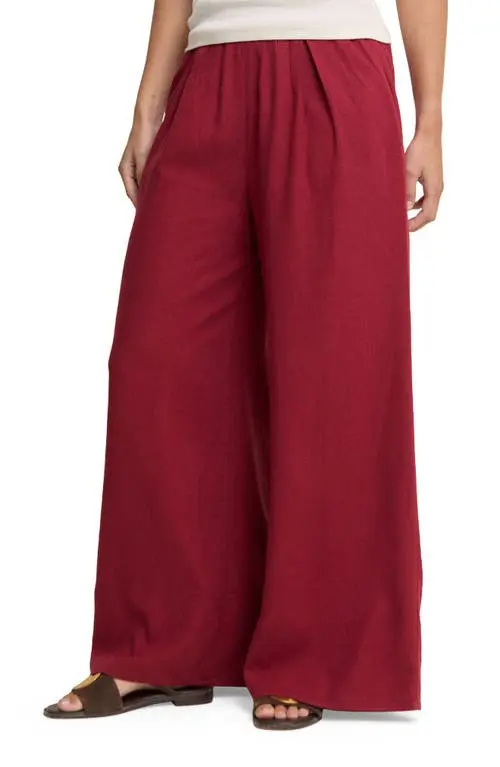 NOBODY'S CHILD Linen Blend Wide Leg Pants - Red