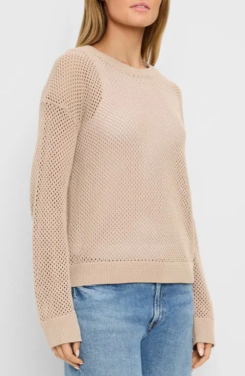 Michael Stars Sheer Cotton Mesh Sweater - Macadamia