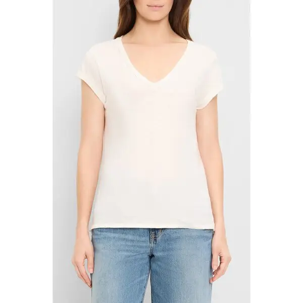 Michael Stars Baxter Raw Edge Supima Cotton T-shirt - Chalk