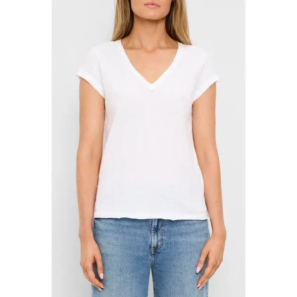 Michael Stars Baxter Raw Edge Supima Cotton T-shirt - White